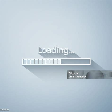 회색 배경에서 용지 잘라내기 로드 아이콘이 분리되었습니다 진행률 표시줄 아이콘입니다 종이 아트 스타일입니다 벡터 일러스트레이션 0명에 대한 스톡 벡터 아트 및 기타 이미지