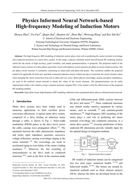 Pdf Physics Informed Neural Network Based High Frequency Modeling Of Induction Motors