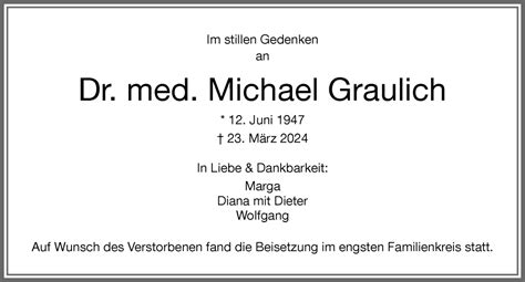 Traueranzeigen Von Michael Graulich Augsburger Allgemeine Zeitung