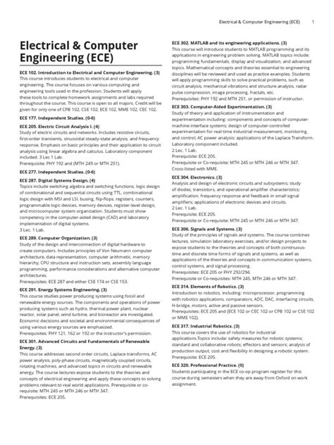 Electrical And Computer Engineering Ece Pdf Electronic Engineering