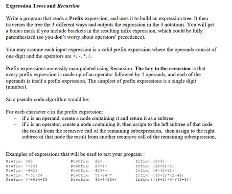 Solved In C In C Expression Trees And Recursion Write