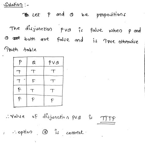 [solved] Which Of The Following Will Be The Value For A Disjunction P V Q Course Hero