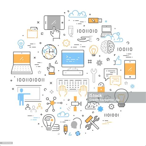 Vector Linear Web Concept Computer Science Stock Illustration Download Image Now Computer