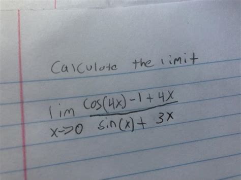 solved calculate the limit lim cos 4x 1 4x x 0 sin x