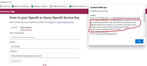 Chat Summary Webapp React Appears To Allow Any Model Name And Suggests Text Davinci 003 But