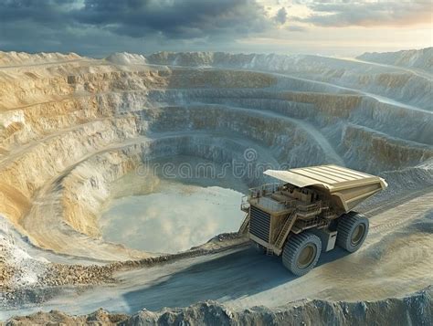 Open Pit Mine With Mining Truck In Action Vast Industrial Mine With