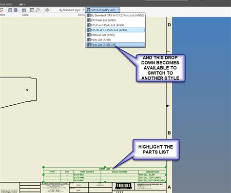 Solved Swicth Parts List On A Template Autodesk Community