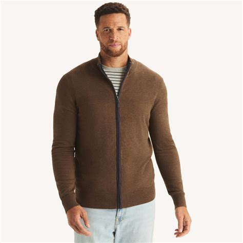 Big And Tall Performance Mock Neck Full Zip Sweater Espresso 3xl Nautica