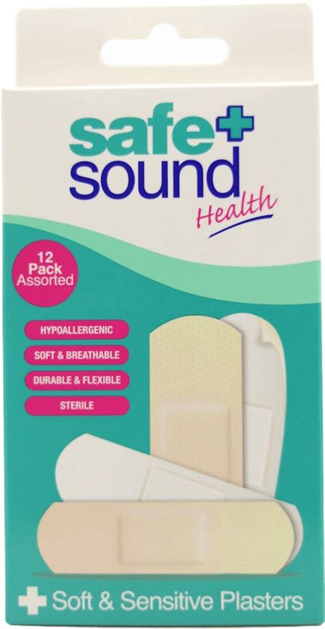 Safe And Sound Soft And Sensitive Plasters 12 Pack Medino