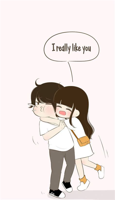 Cute Cartoon Couple Hugging
