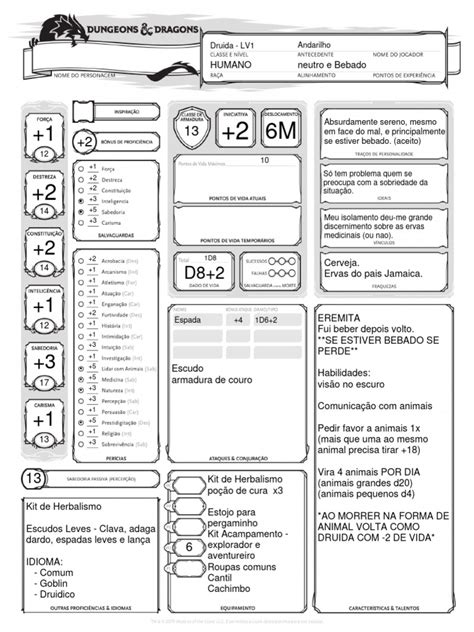 Ficha Oficial Dandd 5e Editável Pdf