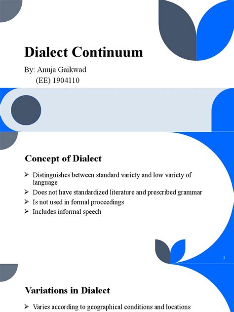 Dialect Continuum By Anuja Gaikwad Ee 1904110 Pdf Dialect Language Arts And Discipline