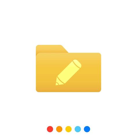 Flat Folder Design Element With Pencil Symbol Folder Icon Vector And