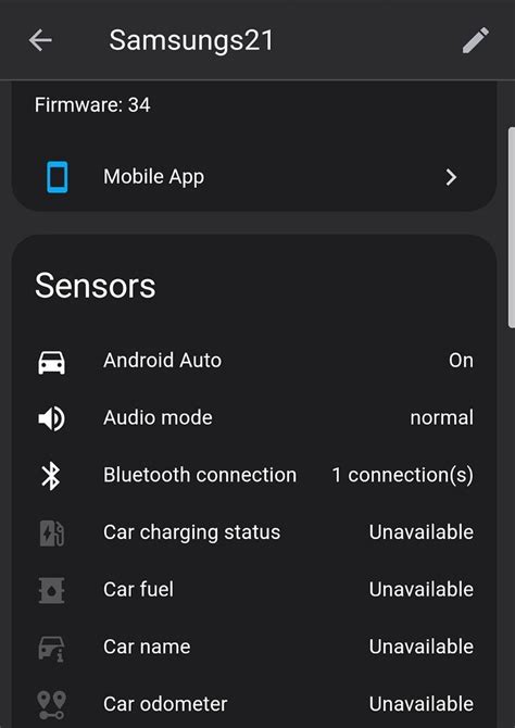 Car Sensors From Android Auto Home Assistant Companion For Android