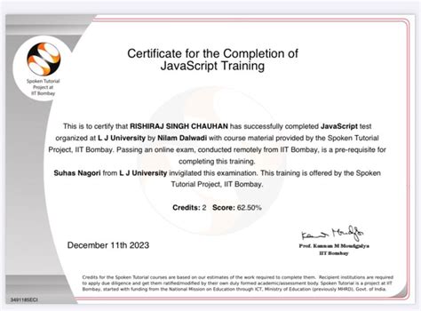 Provided By Spoken Tutorial Project Iit Bombay Certificate For The