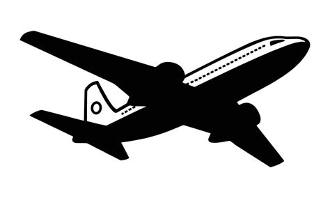 Black And White Airplane Passenger Plane Silhouettes In Different