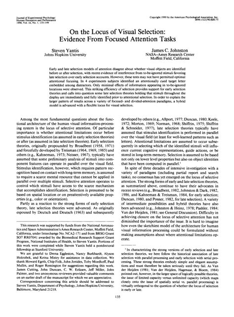 Pdf On The Locus Of Visual Selection Evidence From Focused Attention