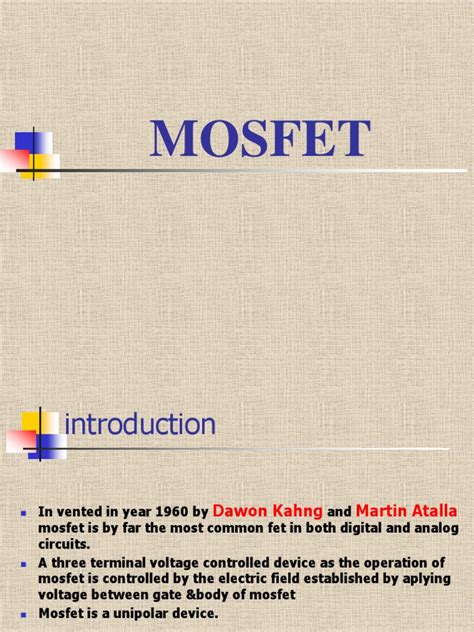 Mosfet Pdf Mosfet Field Effect Transistor