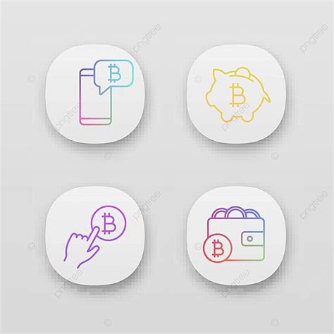 Bitcoin Cryptocurrency App Icons Set Money Design Speech Vector Money Design Speech Png And