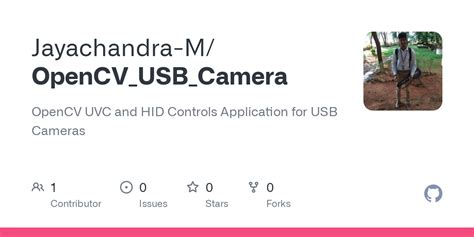 GitHub Jayachandra M OpenCV USB Camera OpenCV UVC And HID Controls