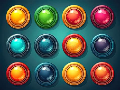 Casual Game Ui Kit Buttons Set Cartoon Style Stock Vector Illustration Of Glossy Interface