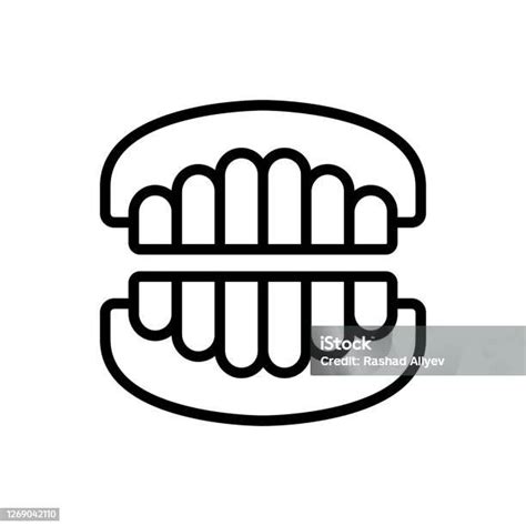 틀니 노인 아이콘 간단한 라인 Ui 및 Ux 웹 사이트 또는 모바일 응용 프로그램에 대한 요양원 아이콘의 윤곽 벡터 요소 개념에 대한 스톡 벡터 아트 및 기타 이미지