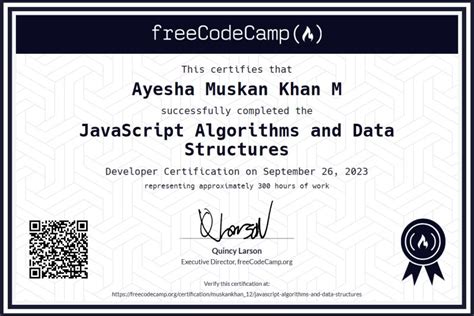 ayesha muskan khan m on linkedin happy to share that i have learned javascript algorithms and data…