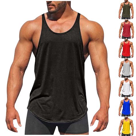 Fnfyfh Mens Bodybuilding Stringer Tank Tops Y Back Gym Fitness Workout