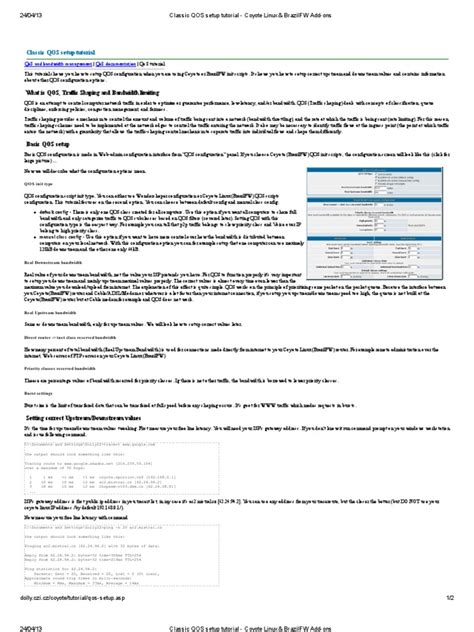 Classic Qos Setup Tutorial Coyote Linux And Brazilfw Add Ons Pdf