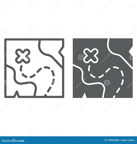 Map Line And Glyph Icon Road And Travel Location Sign Vector