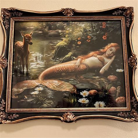 Mermaid In Bathtub Fine Art Print Cottagecore Fantasy Wall Decor