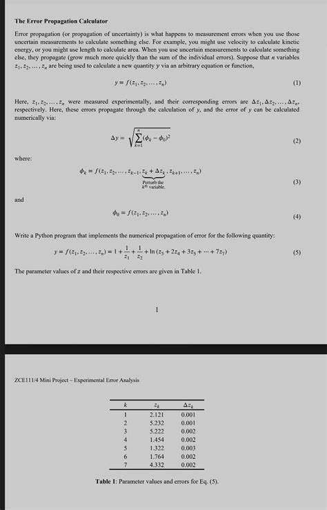 Solved The Error Propagation Calculator Error Propagation