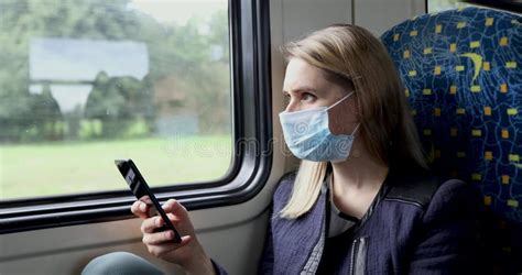 Public Transport Woman In Tram Using Smartphone Stock Video Video Of