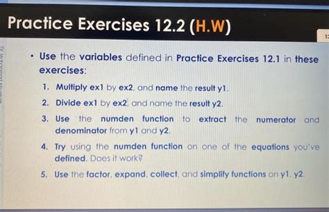 Solved 1 Create The Following Symbolic Variables Using