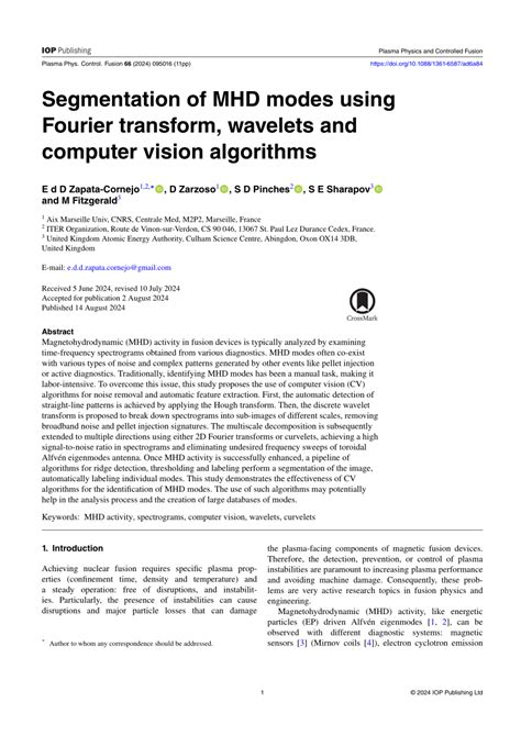 Segmentation Of Mhd Modes Using Fourier Transform Wavelets And Computer Vision Algorithms