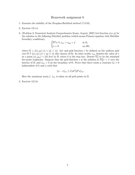 Assignment 6 Numerical Analysis And Differential Equations Math 5543 Docsity