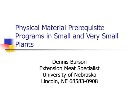 PPT Physical Material Prerequisite Programs In Small And Very Small Plants PowerPoint