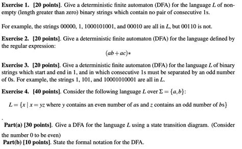 solved exercise 1 [20 points] give a deterministic finite