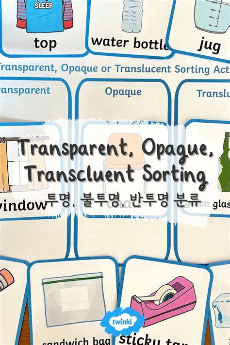 Transparent Opaque And Translucent Sorting Activity Artofit