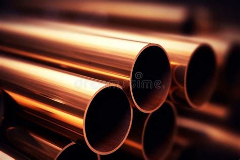 Metal Copper Pipes Rusty Dirty Brown Metallic Tube Stack Production