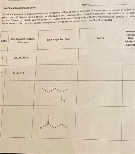 Solved Name Lab Functional Groups Contd Functional Groups Chegg