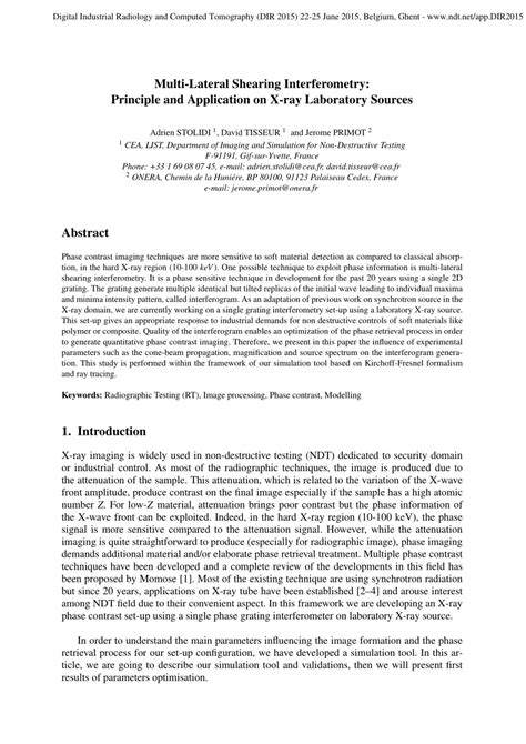 Pdf Multi Lateral Shearing Interferometry Principle And Application On X Ray Laboratory Sources