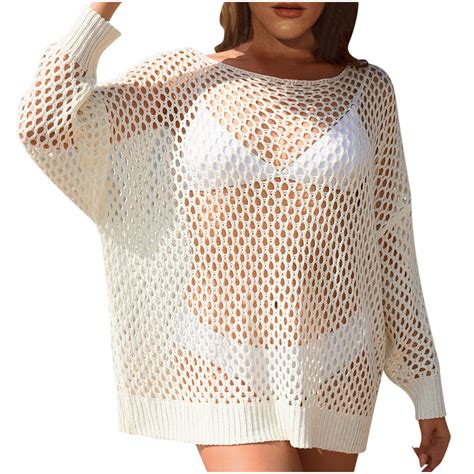 Penkiiy Crochet Cover Ups For Women Sexy Hollow Out Swim Cover Up Knit