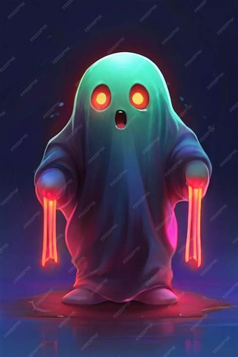 Premium Photo Draw A Small Ghost Less Intimidating Neon Color