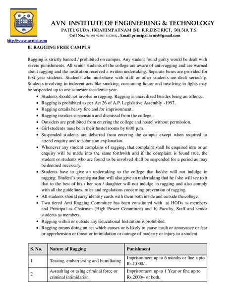 Code Of Conduct AVN Institute Of Technology Code Of Conduct AVN Institute Of Technology
