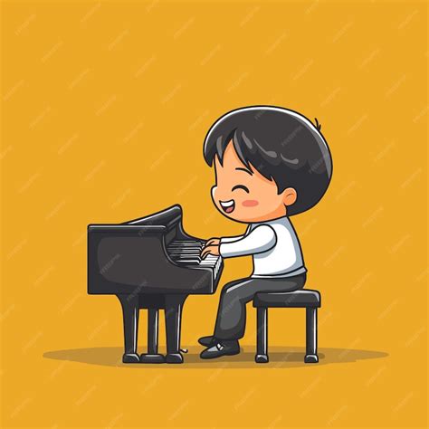Cute Pianist Playing Piano Cartoon Vector Premium Ai Generated Vector