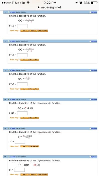 Solved Find The Derivative Of The Function F X 3 3x