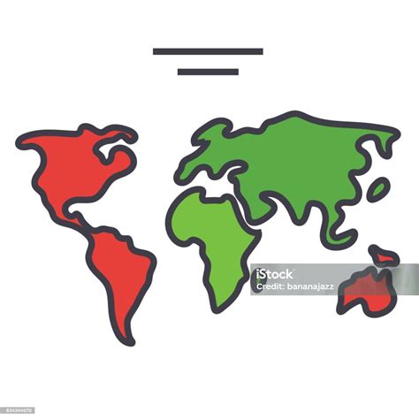 Ilustración De Mapa Del Mundo Continentes Concepto Del Mundo Icono De