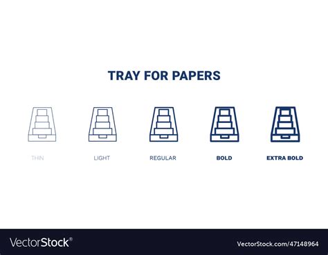 Tray For Papers Icon Thin Light Regular Bold Vector Image
