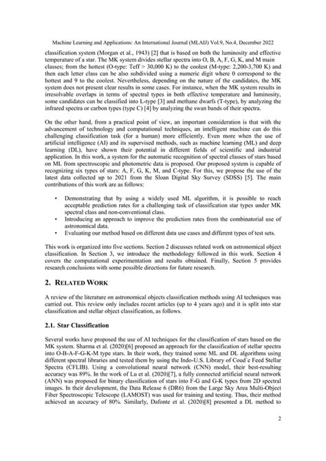 Automatic Spectral Classification Of Stars Using Machine Learning An